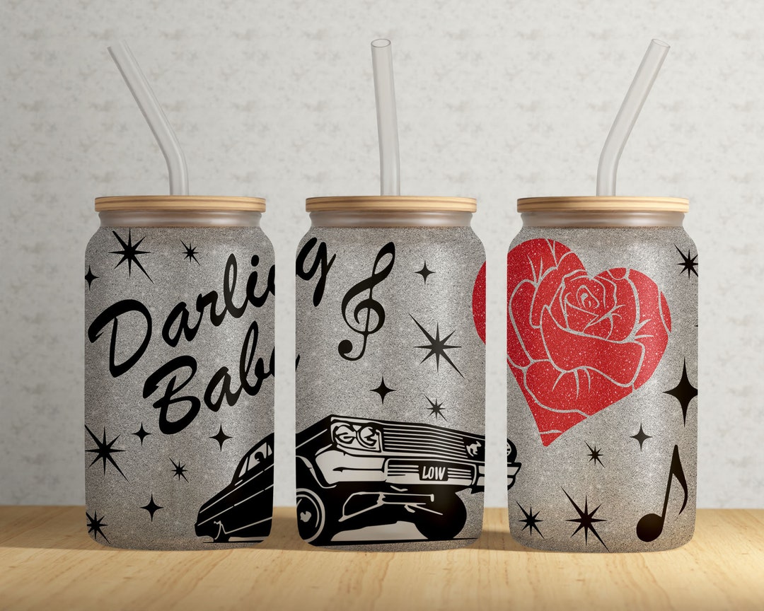 Classic Lowrider Car 16oz Glass Can Tumbler Wrap PNG File, Chicano 16oz ...