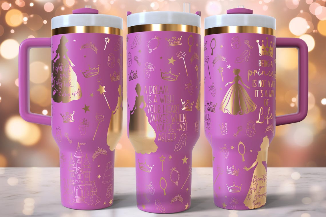 Fairy Tale Castle Laser Engraved Full Wrap Design for 40oz Tumbler ...