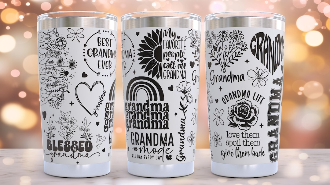 Grandma Laser Engraved Full Wrap Design for 20oz Tumbler, SVG, Tumbler ...