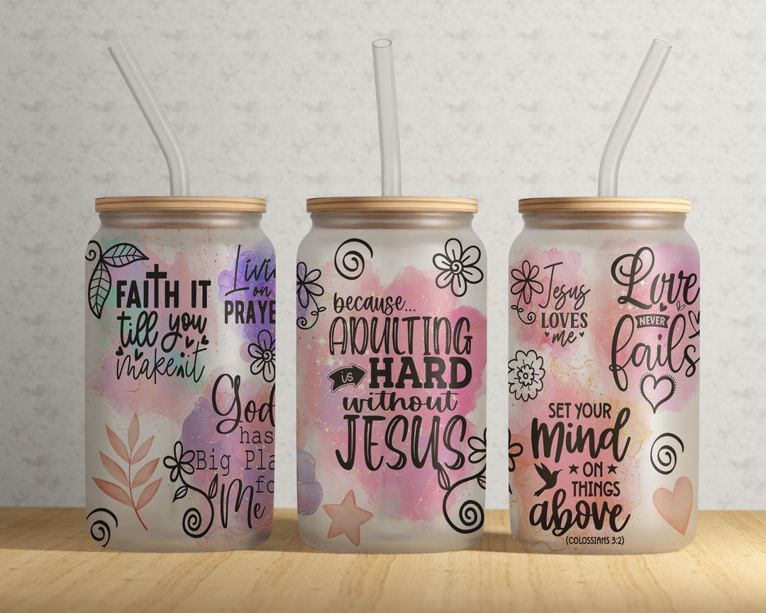 Jesus and Coffee 16oz Libbey Glass Tumbler Wrap PNG File • Faith ...