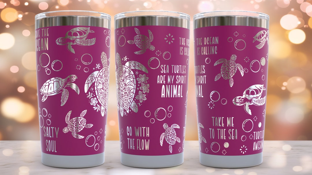 Sea Turtles Laser Engraved Full Wrap Design for 20oz Tumbler, SVG ...