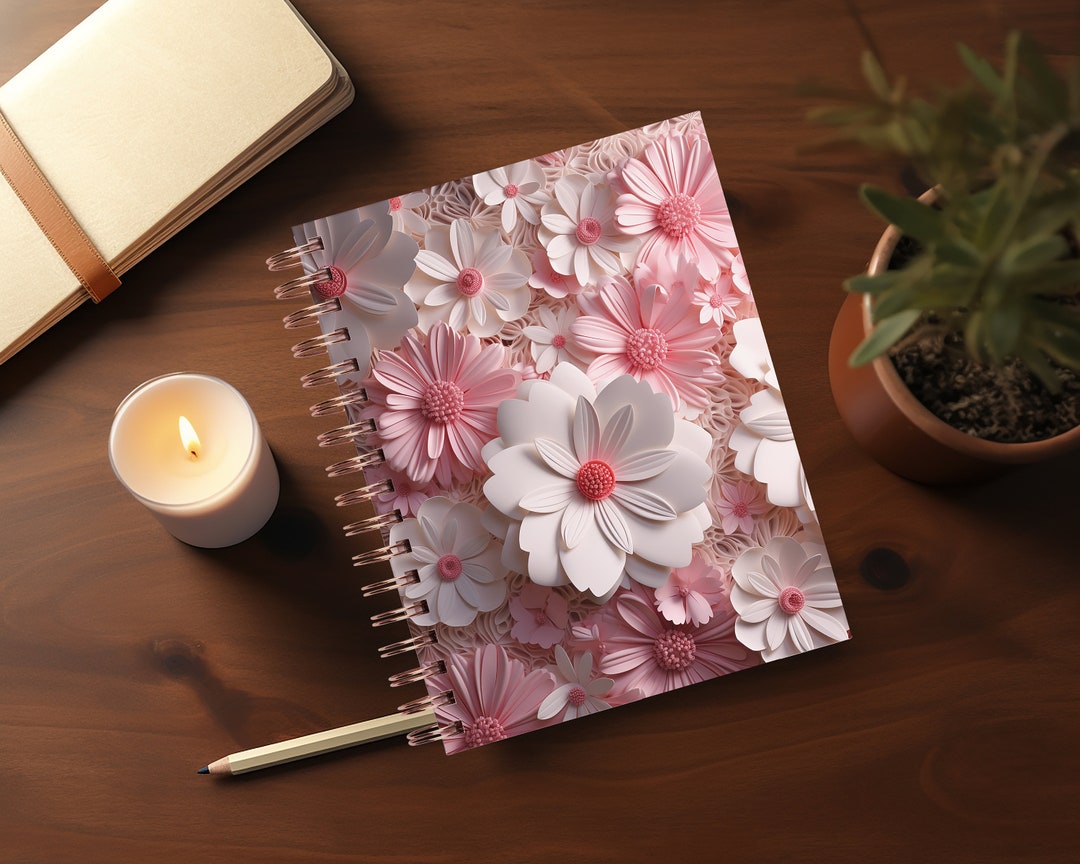 3D Pink White Daisies Journal Covers PNG Design Sublimation - Printable ...