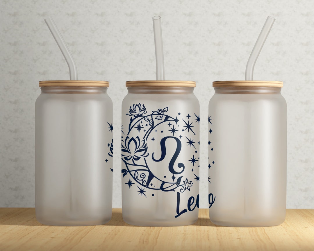LEO Zodiac Sign 16OZ Libbey Glass Can Wrap PNG File Astrology Horoscope ...