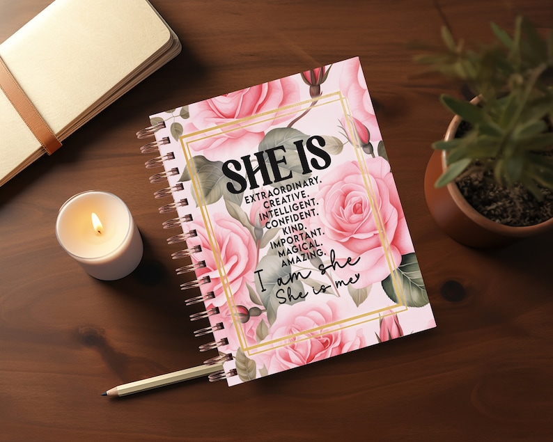 She is Affirmations Journal Covers PNG Design Sublimation - Shabby Chic ...