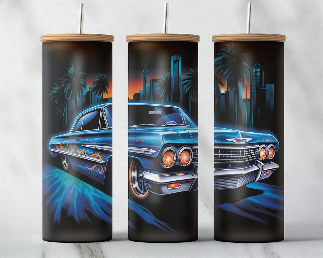 Impala Lowrider Car 25oz Libbey Glass Can Tumbler Wrap PNG File 1963 ...