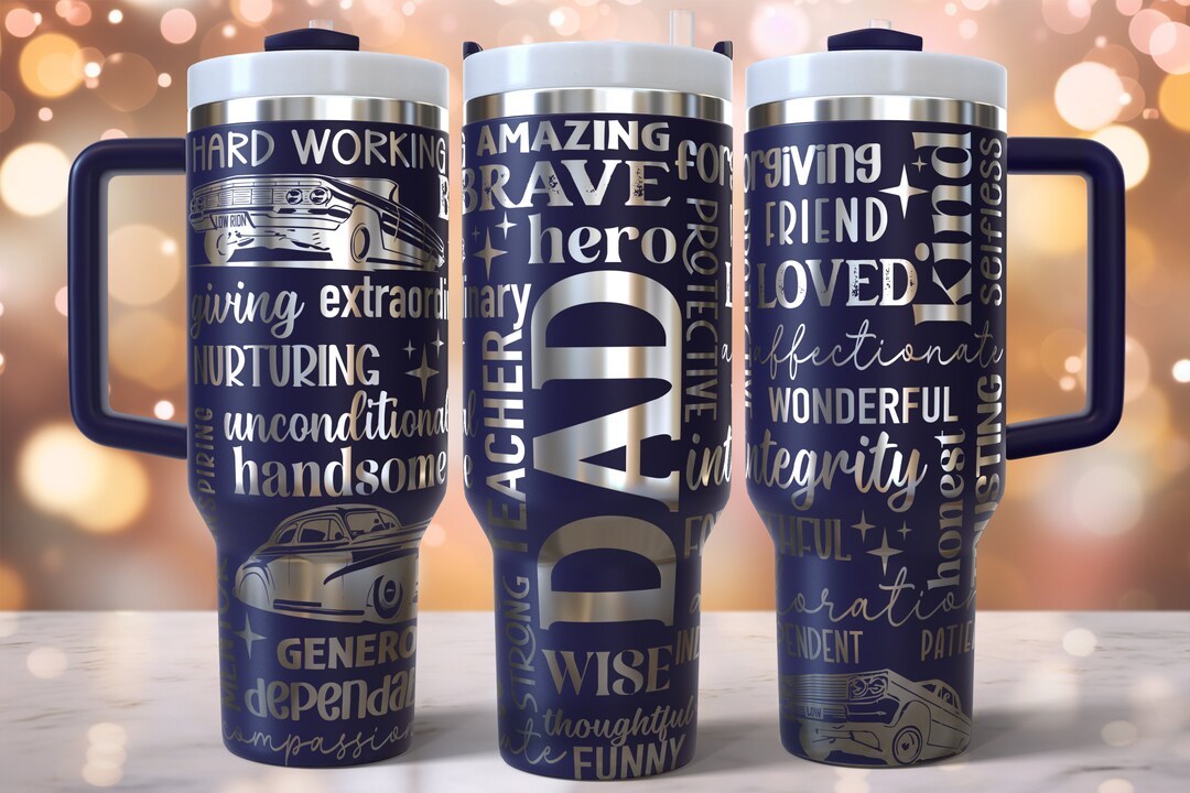 DAD Fathers Day Laser Engraved Full Wrap Design for 40oz Tumbler ...