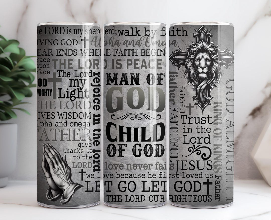 Christian Man of God 20 Oz Skinny Tumbler Sublimation Png File • Bible ...