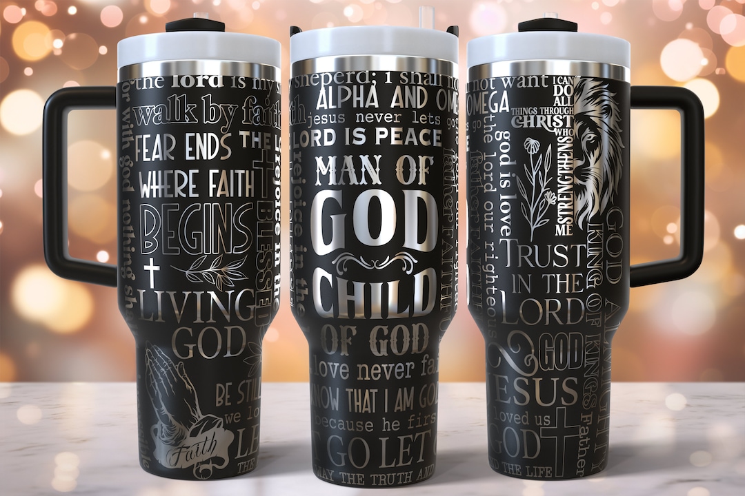 Man of God 40oz Tumbler SVG File Faith Christian Engraving Laser SVG ...