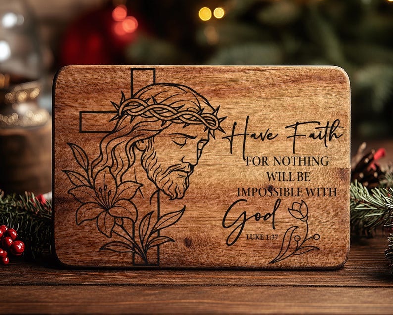 Jesus Bible Verse Cutting Board Laser Engraved File Design, Charcuterie ...