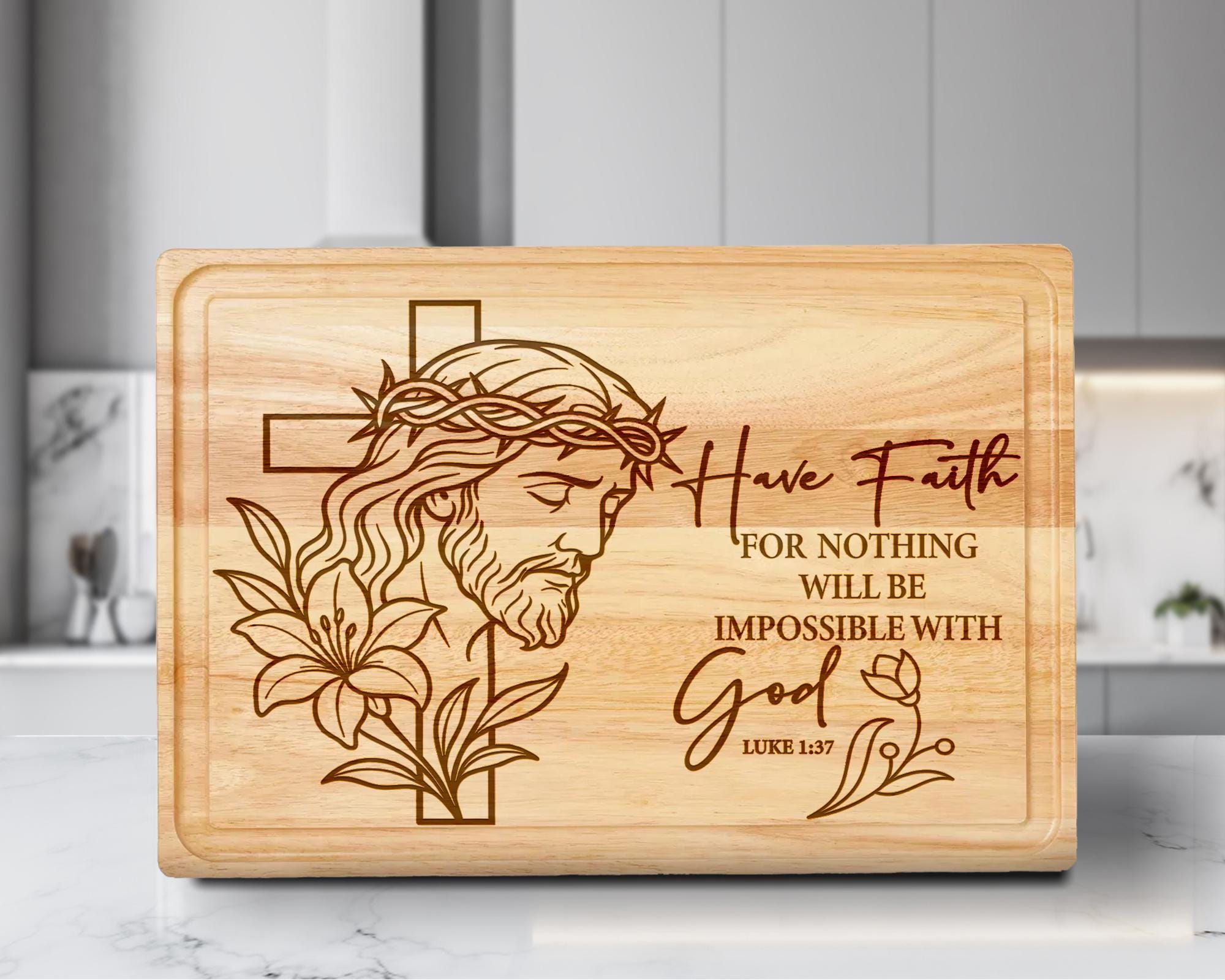 Jesus Bible Verse Cutting Board Laser Engraved File Design, Charcuterie ...