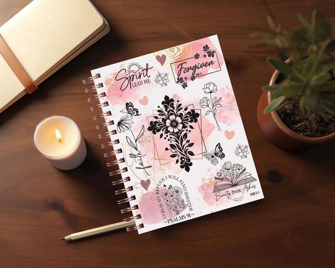 Christian Journal Cover PNG Design, Printable Planner Cover, Spiral ...
