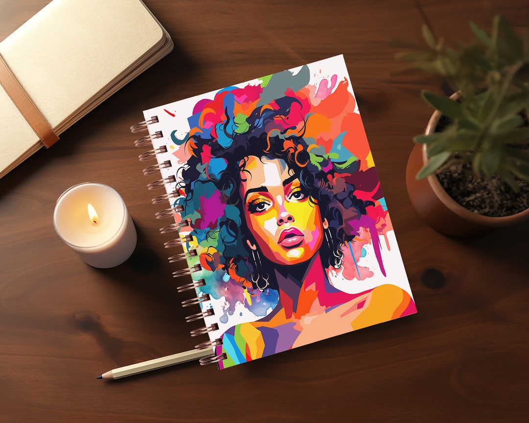 Color Splash Black Woman Journal Covers PNG Design Sublimation ...