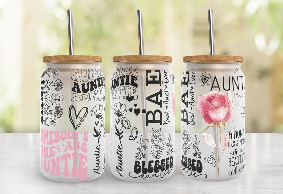 Auntie Aunt 16 Oz Glass Tumbler Wrap, Libbey Glass Design, 16oz Libbey ...