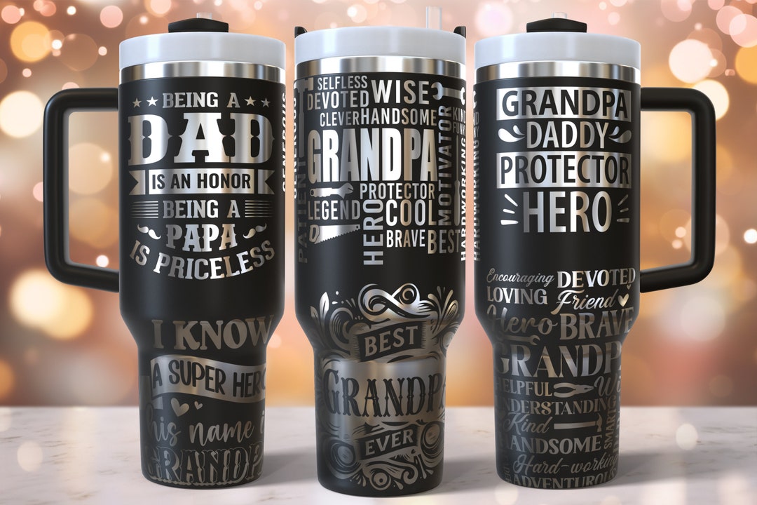 Fathers Day Laser Engraved Full Wrap Design for 40oz Tumbler, Digital ...
