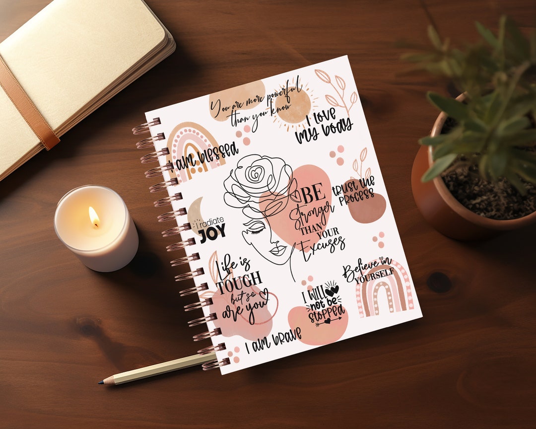 Positive Self Affirmations Journal Cover PNG Design Sublimation - Boho ...