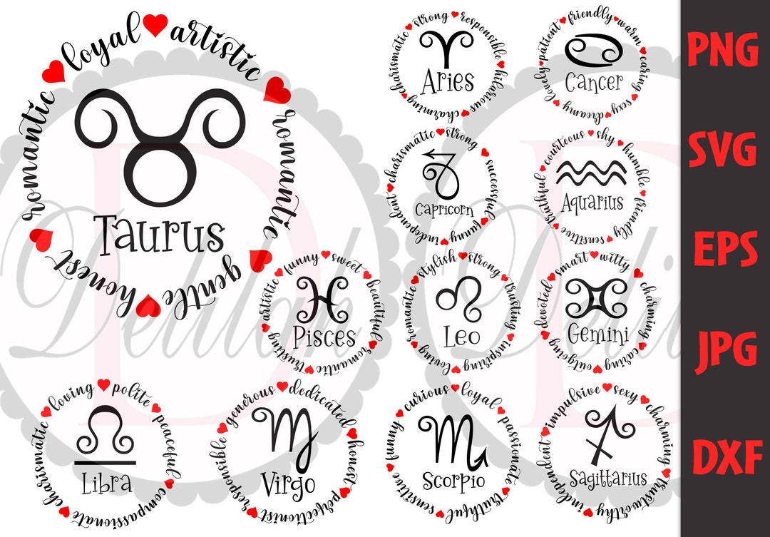 ZODIAC Star Signs SVG • Zodiac Star Svg Bundle • Instant Download • SVG ...