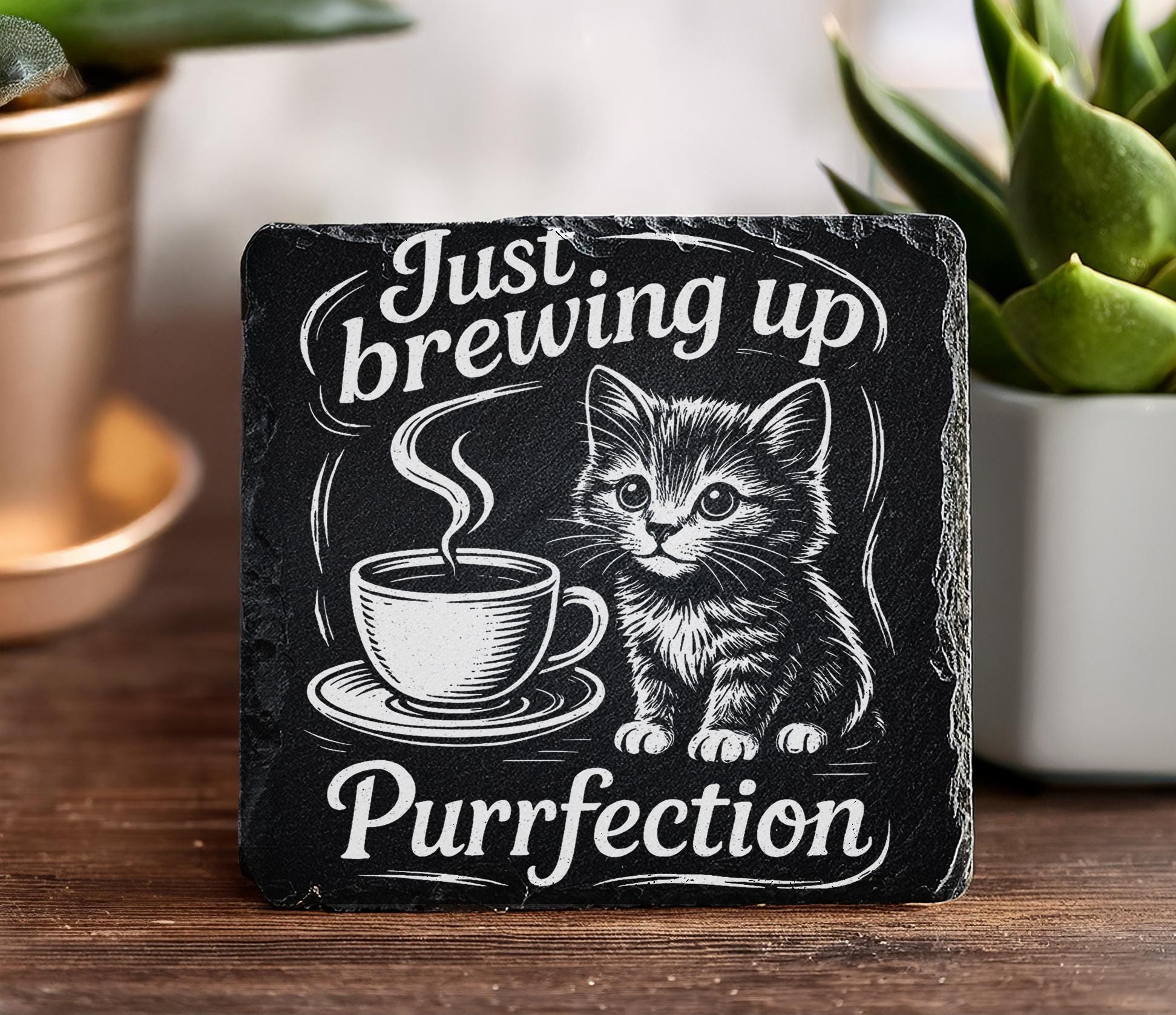 8 Coffee Quotes Slate Coaster Files, PNG & SVG Laser Engraved ...