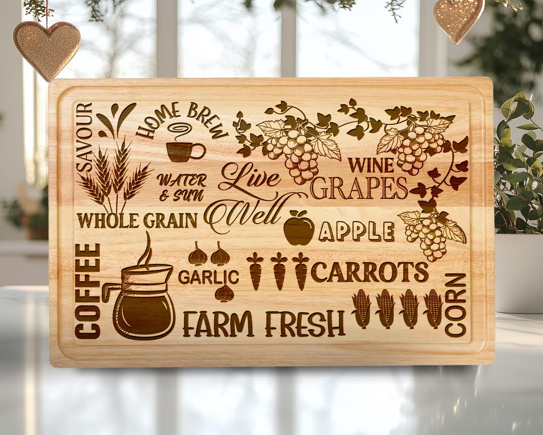 Farm Fresh Foods Cutting Board Laser Engraved File Design, Charcuterie ...
