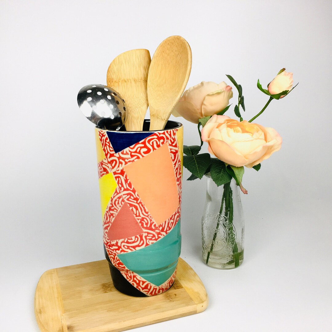 Modern-style Utensil Holder - Unique - Wheel Thrown Pottery - Gift for ...