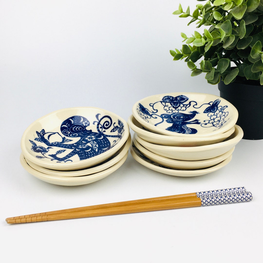 Small Ceramic Plate - Blue and White - Dipping Dish - Handmade Pottery ...