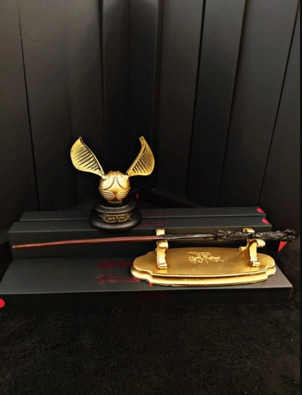 Harry Potter Golden Snitch and Wand With Stand Set - Etsy