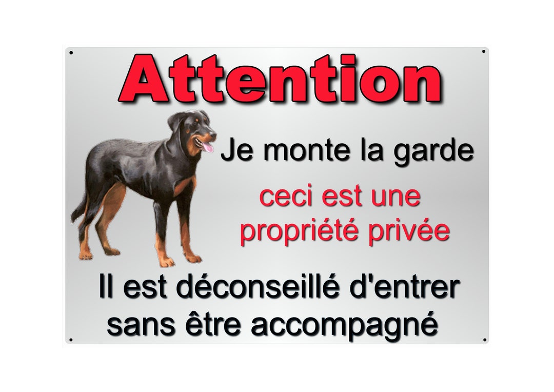 Metal Attention Dog Sign 29 X 20 Rounded Corners Drilled in 4 Corners ...