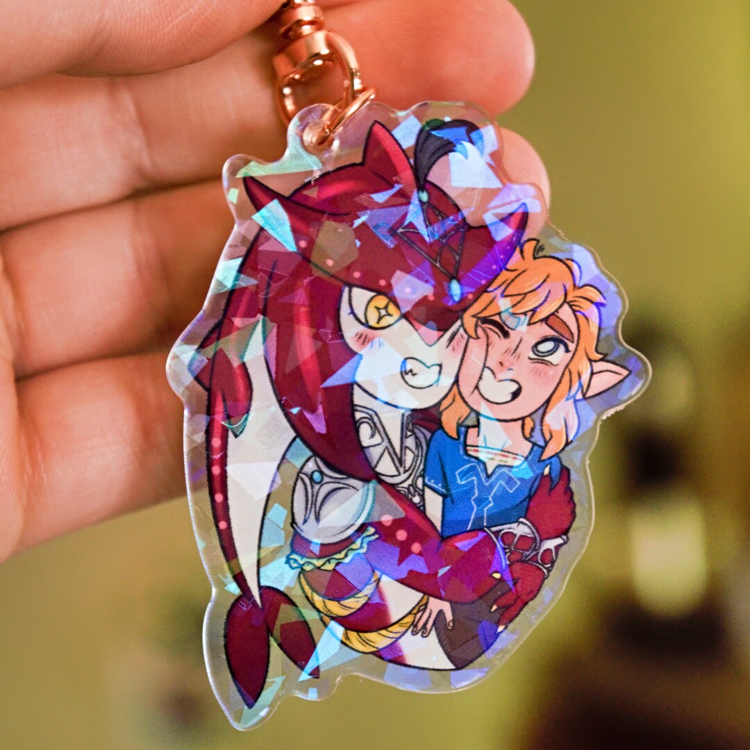 Loz: Sidon + Link Keychain (broken Glass Holographic) - Etsy