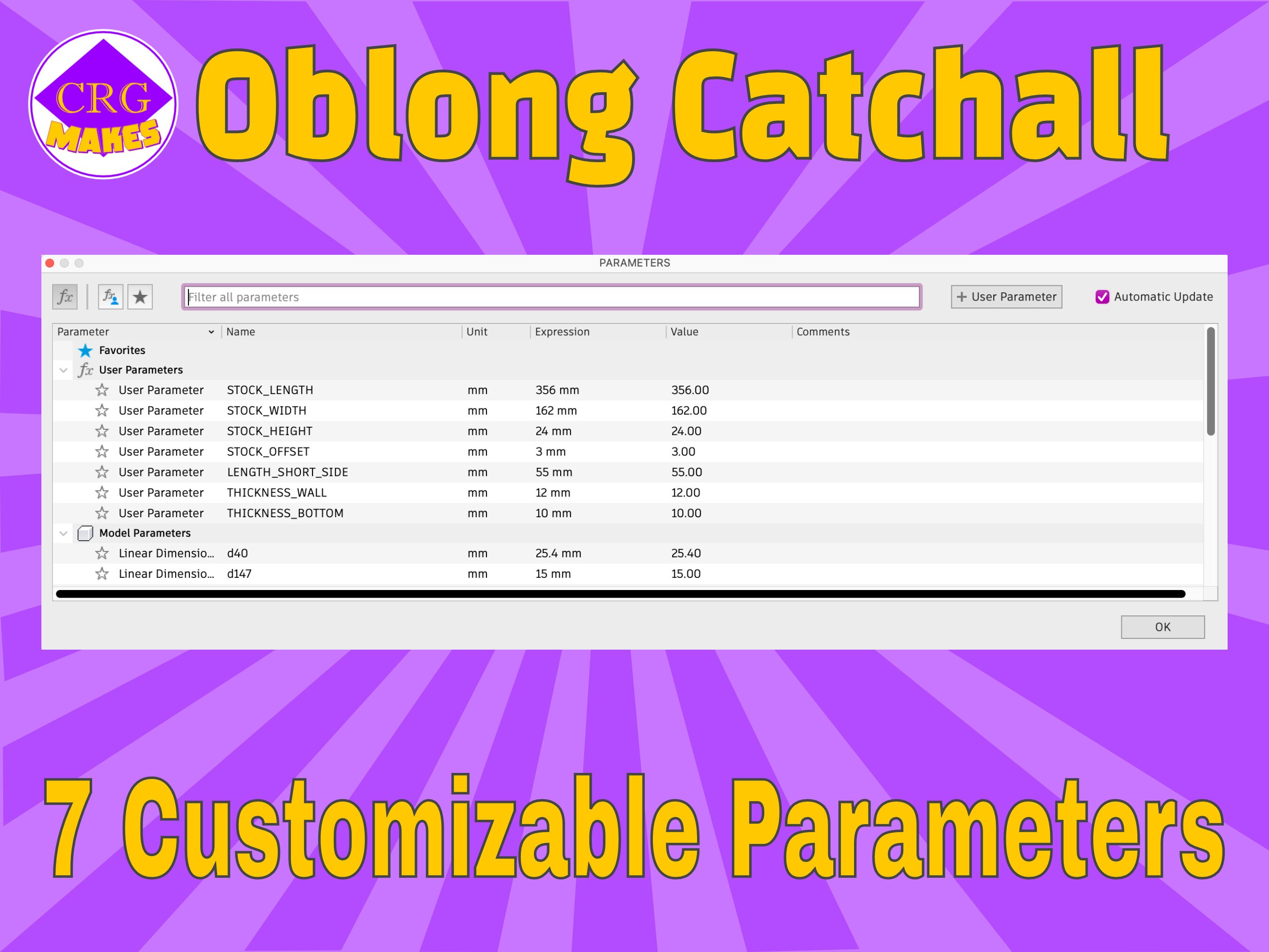 Oblong Catch All Fusion 360 Design File - Etsy