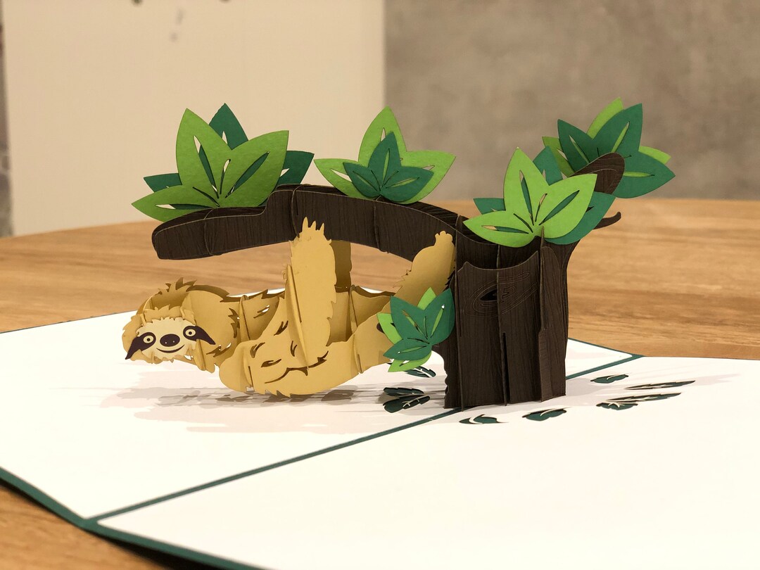 Sloth Pop up Card Sloth Card Animal Pop up Card - Etsy UK