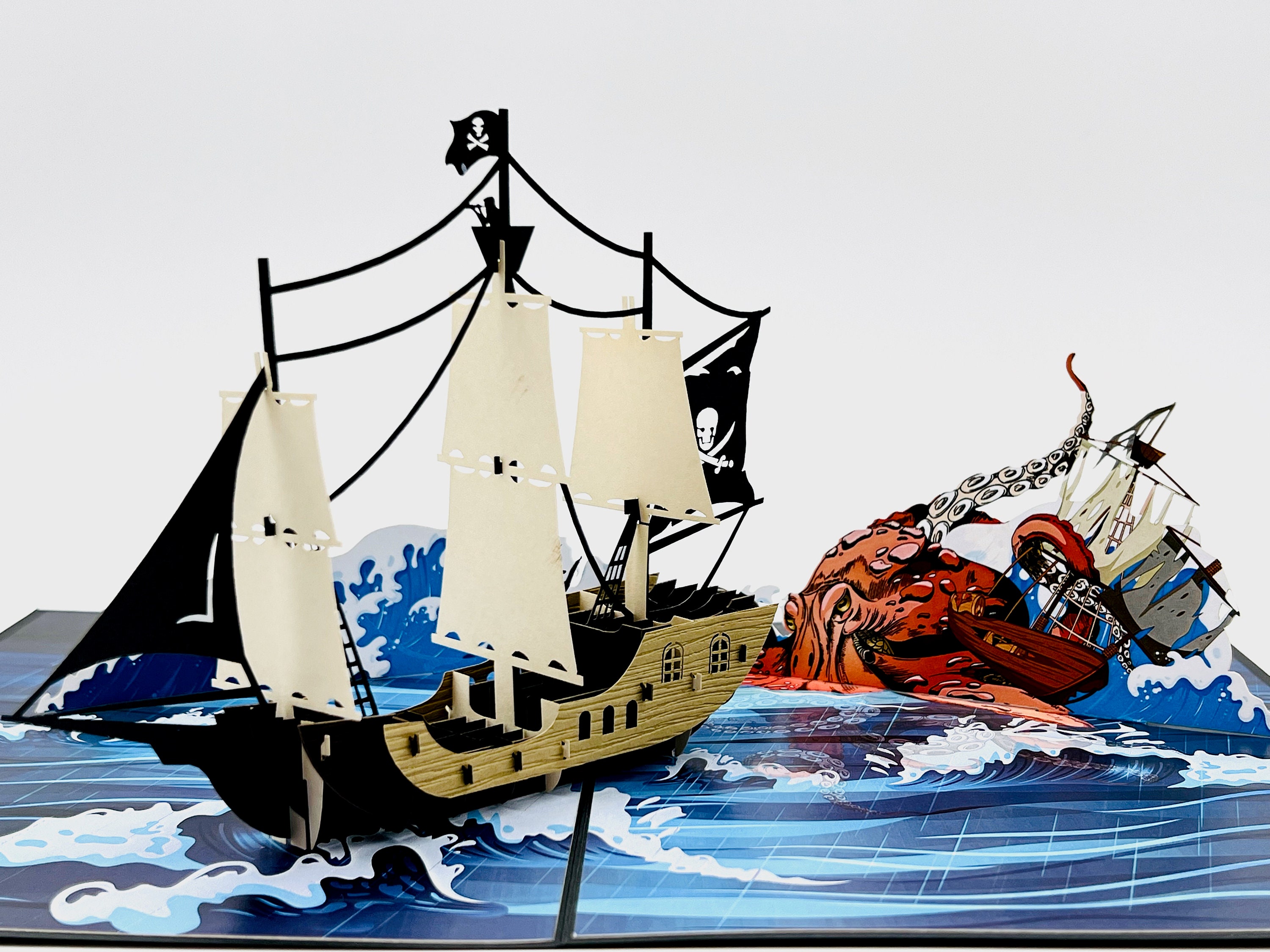 Kraken and Pirate Ship Pop up Card Birthday Pop up Card 3D - Etsy UK