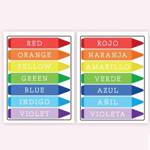 Colors Poster, Colors of the Rainbow Spanish Poster, Dual Language ...