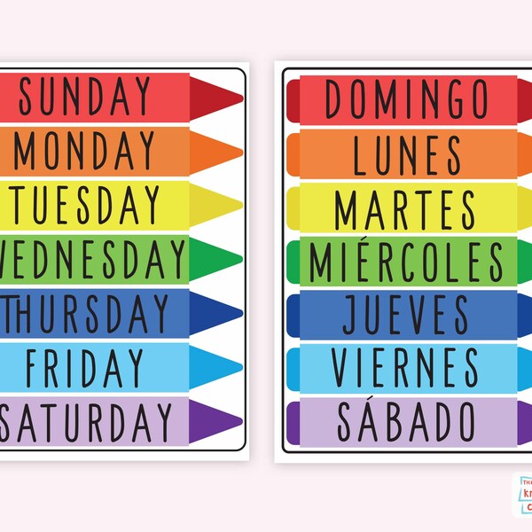 Days of the Week Chart - Etsy Canada