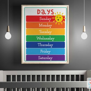 Days of the Week Printable, Rainbow Poster, Rainbow Print, Teacher Sign ...