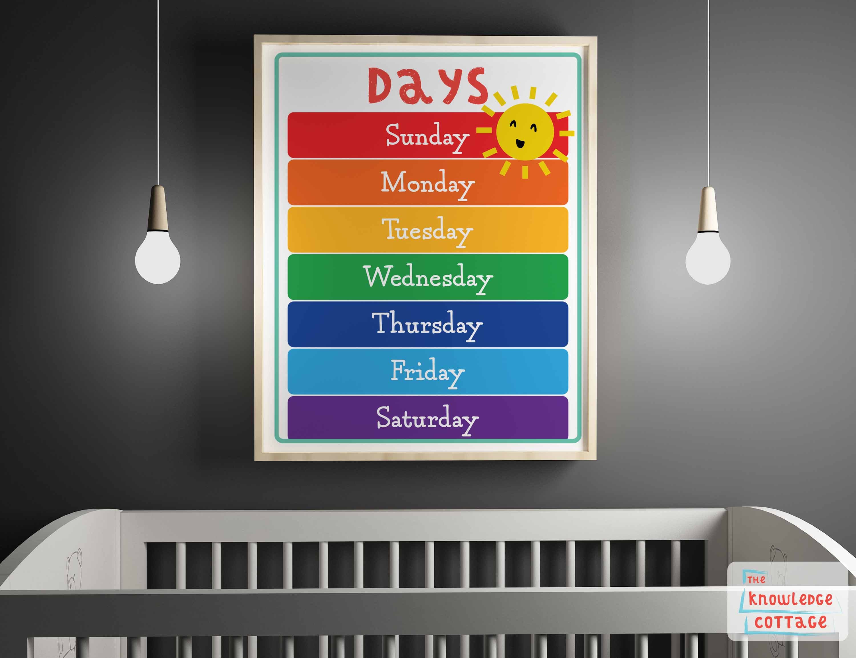 Days of the Week Printable, Rainbow Poster, Rainbow Print, Teacher Sign ...
