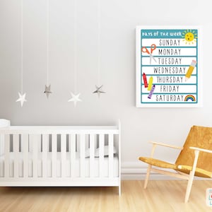 Classroom Sign, Educational Poster, Days of the Week Print, Montessori ...