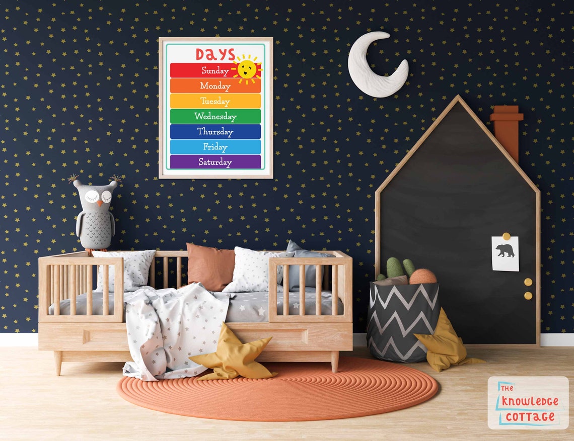 Days of the Week Printable, Rainbow Poster, Rainbow Print, Teacher Sign ...