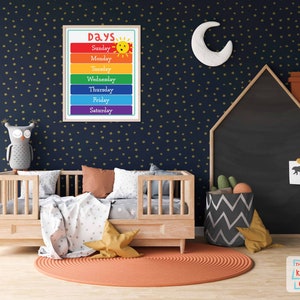 Days of the Week Printable, Rainbow Poster, Rainbow Print, Teacher Sign ...
