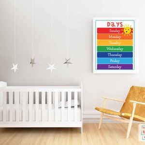 Days of the Week Printable, Rainbow Poster, Rainbow Print, Teacher Sign ...