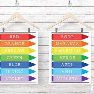 Colors Poster, Colors of the Rainbow Spanish Poster, Dual Language ...