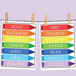 Colors Poster, Colors of the Rainbow Spanish Poster, Dual Language ...