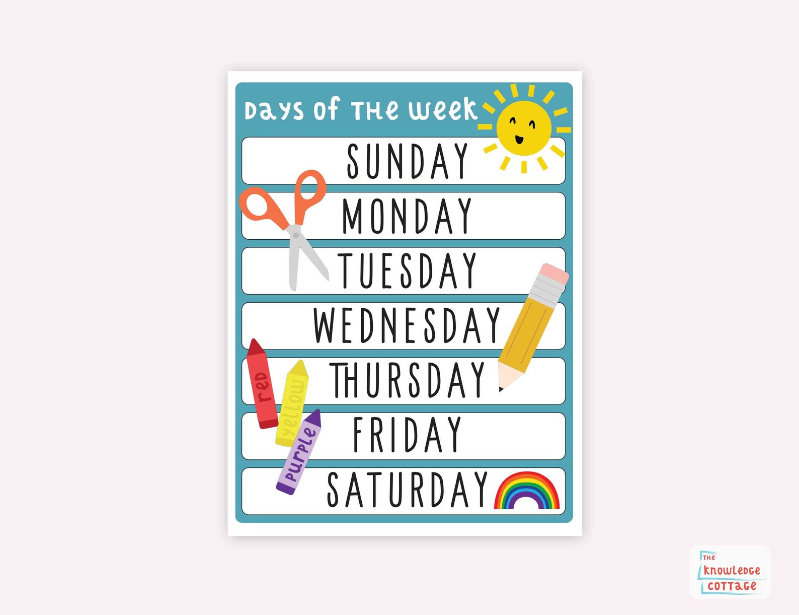 Classroom Sign, Educational Poster, Days of the Week Print, Montessori ...