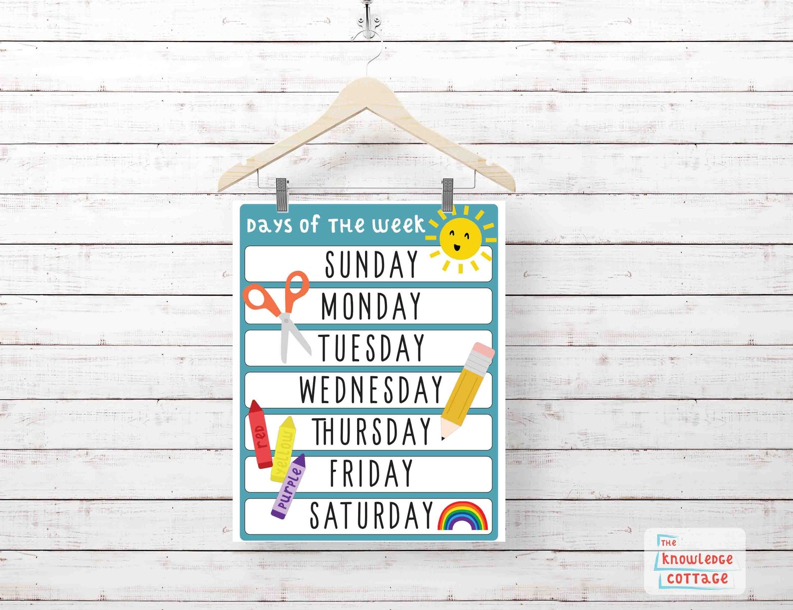 Classroom Sign, Educational Poster, Days of the Week Print, Montessori ...