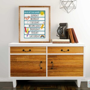 Classroom Sign, Educational Poster, Days of the Week Print, Montessori ...
