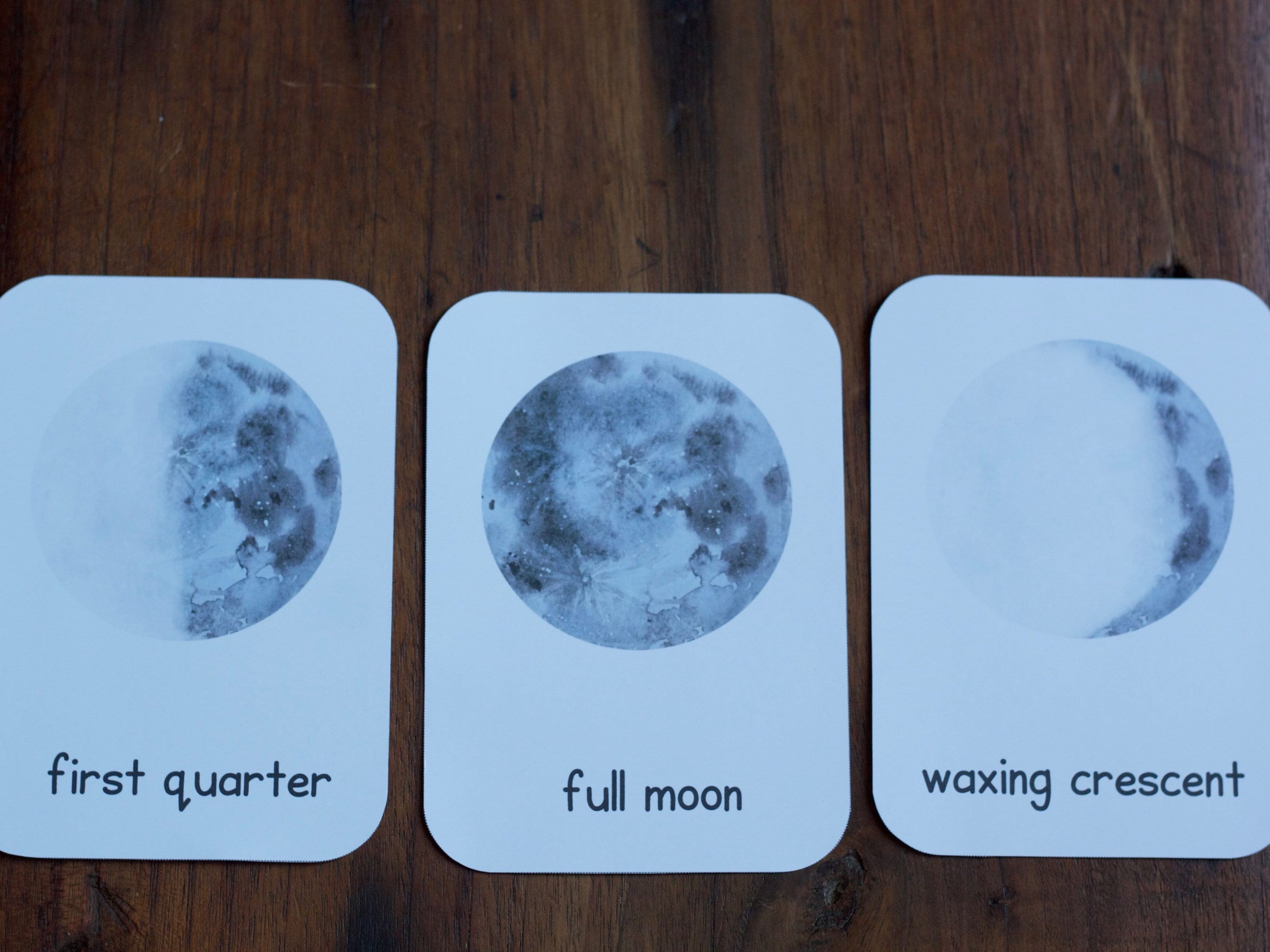 Phases of the Moon Three-part Flash Cards Space Unit Nomenclature and ...