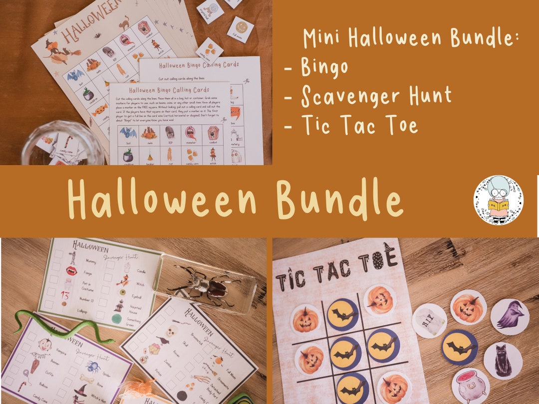 Halloween Bundle - Bingo Game, Scavenger Hunt and Tic Tac Toe Game ...