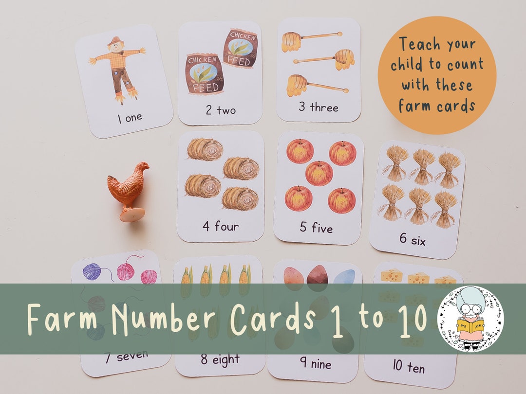 Learn to Count Cards With Farm Animals 1 to 10 for Toddlers and Early ...