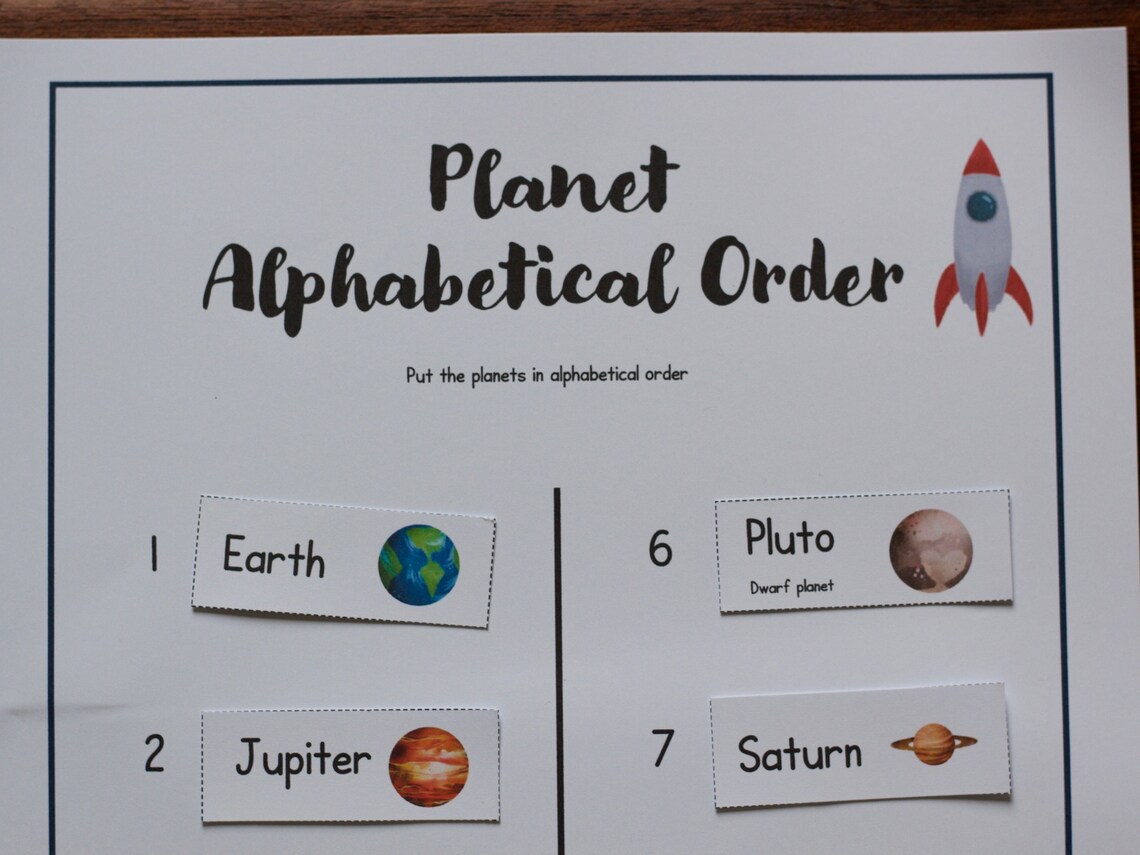 Planets in Alphabetical Order Sorting Activity Solar System Printable ...
