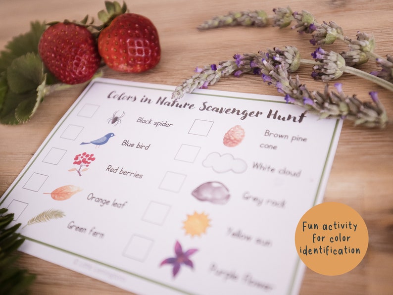Colors in Nature Scavenger Hunt Card, Learning Colours, Outdoor ...