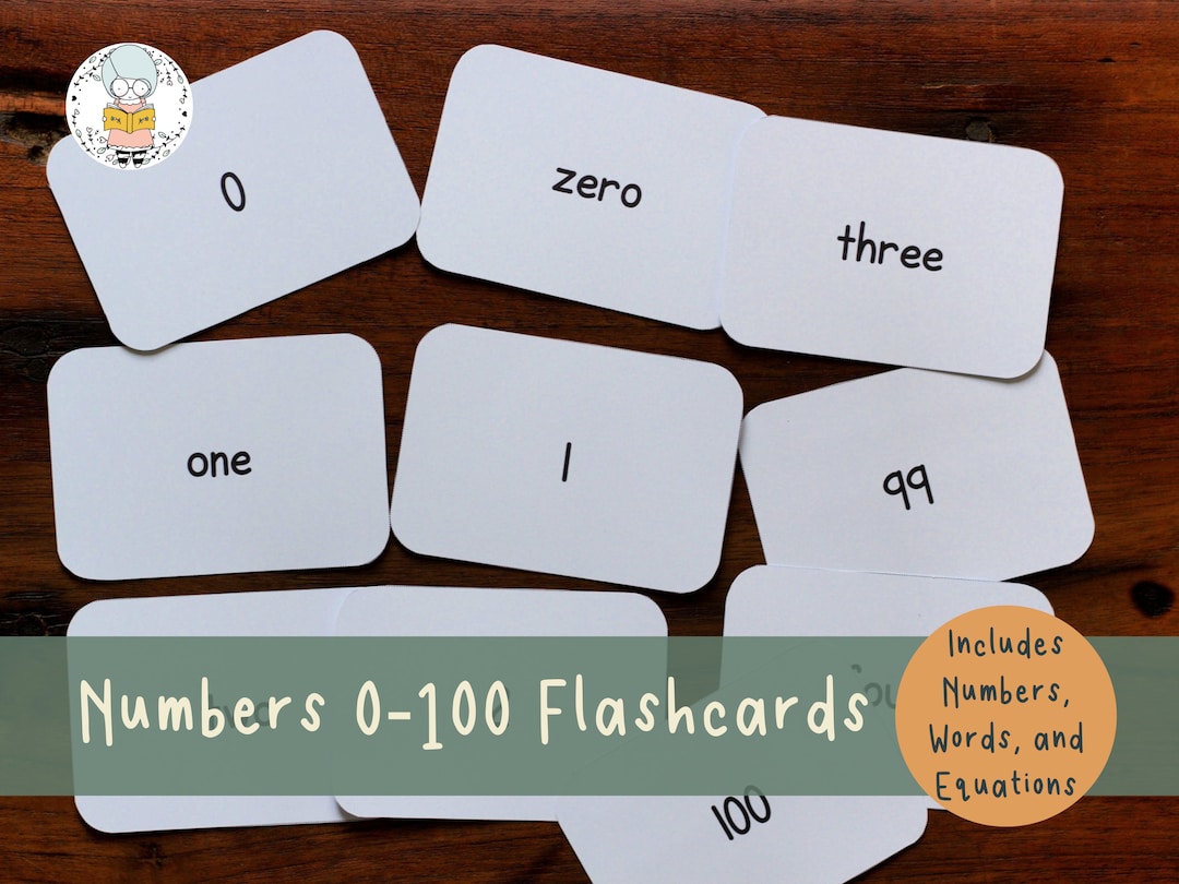 Numbers and Words 0-100 (zero to One Hundred) Flash Cards | Equation ...