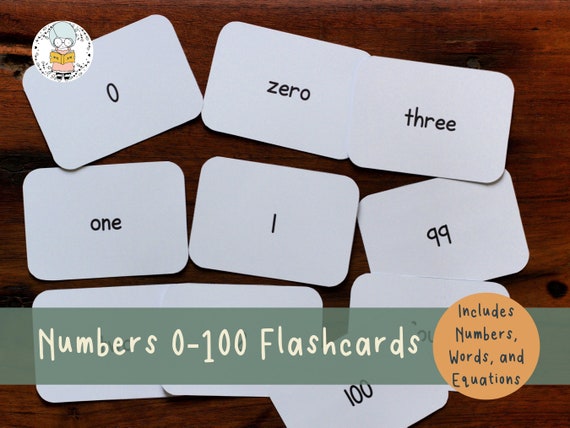Numbers and Words 0-100 zero to One Hundred Flash Cards - Etsy